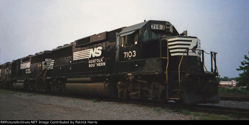 NS 7103 GP60 idling in twilight in Louisville KY Summer 1994